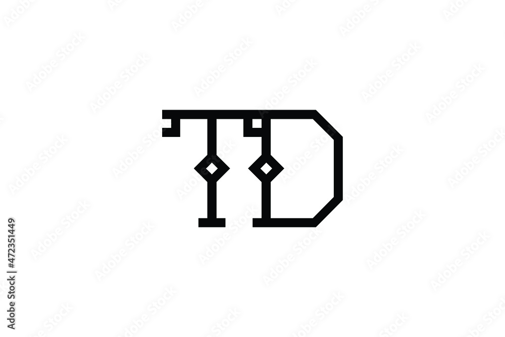 special unique initial TD logo and DT logo design. TD letter minimal ...