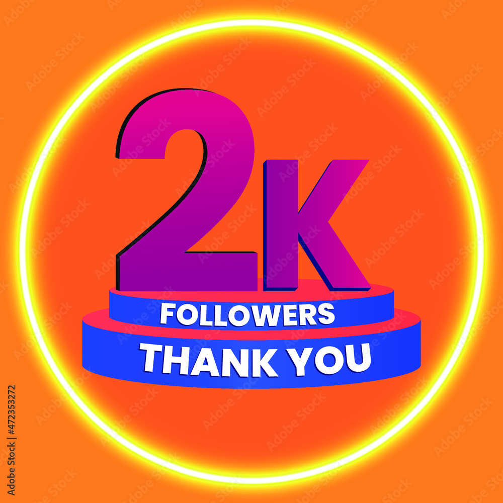 Thank you 2K followers celebration banner. Vector illustration Thank ...