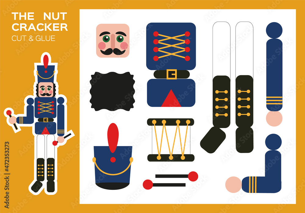 Nutcracker Cut and Glue. Traditional New Year Figurine Nutcracker. DIY ... Nutcracker Cut and Glue. Traditional New Year Figurine Nutcracker. DIY ...