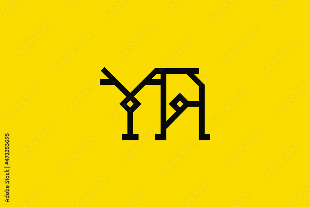 special unique initial YA logo and AY logo design. YA letter minimal ...