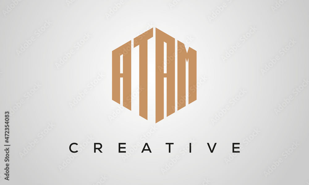 letters ATAM creative polygon hexagon logo victor template Stock Vector ...