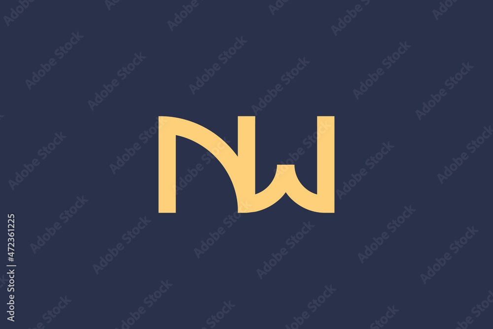 professional minimal initial NW logo and WN logo design. NW letter ...