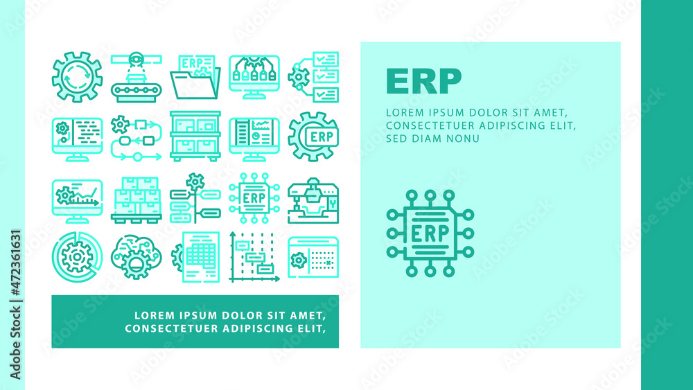 Erp Enterprise Resource Planning Landing Web Page Header Banner Template Vector Erp Working