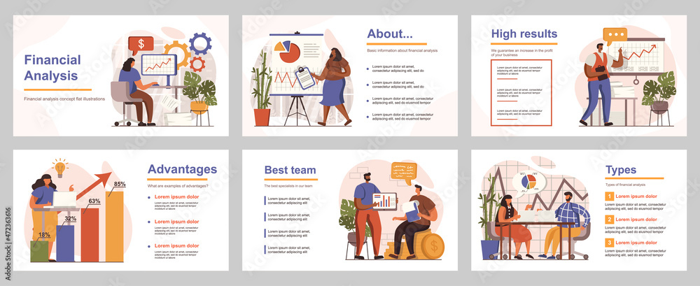 Financial analysis concept for presentation slide template. People ...