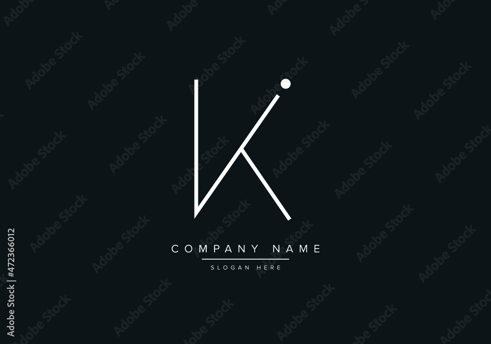 Alphabet KI monogram logo, Initial letter KI line art logo Stock Vector ...