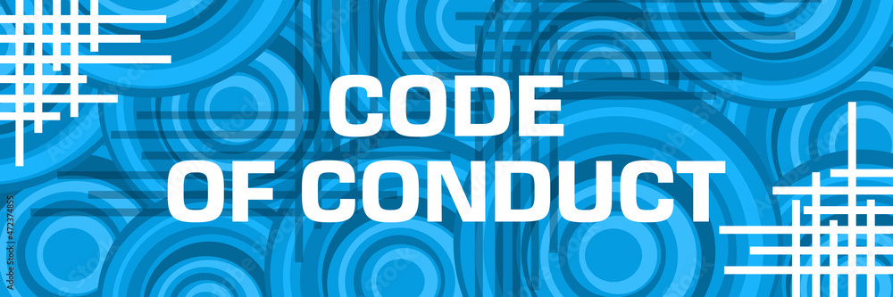 Code Of Conduct Blue Circular Background Lines Horizontal Text Stock ...