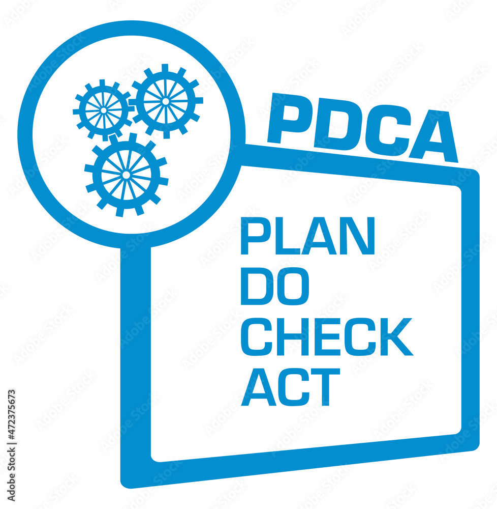 PDCA - Plan Do Check Act Blue Circle Square Symbol Stock Illustration ...