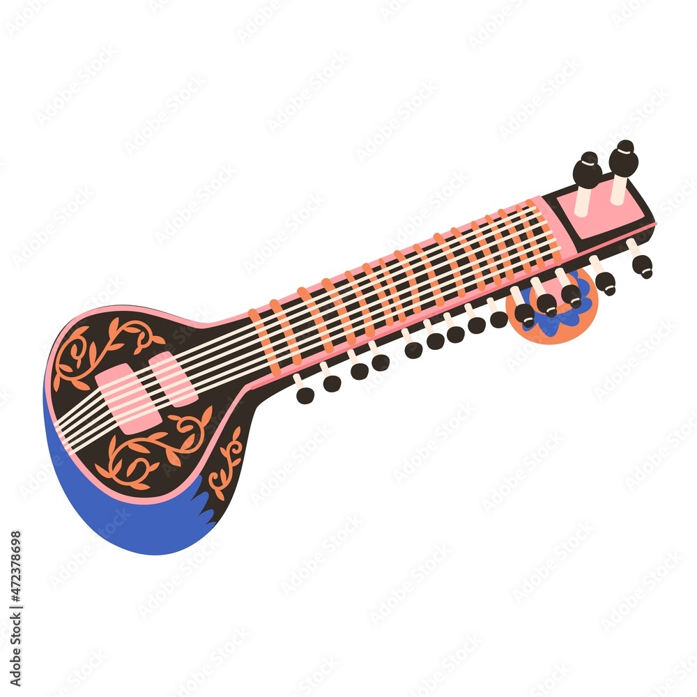 Sitar is a traditional Indian musical instrument. Asian culture and ...