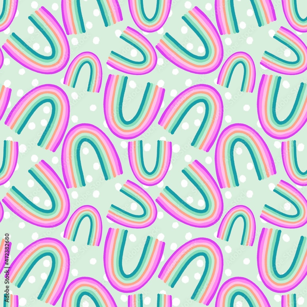 Rainbow seamless pattern for kids and cards and fabrics and wrapping ...