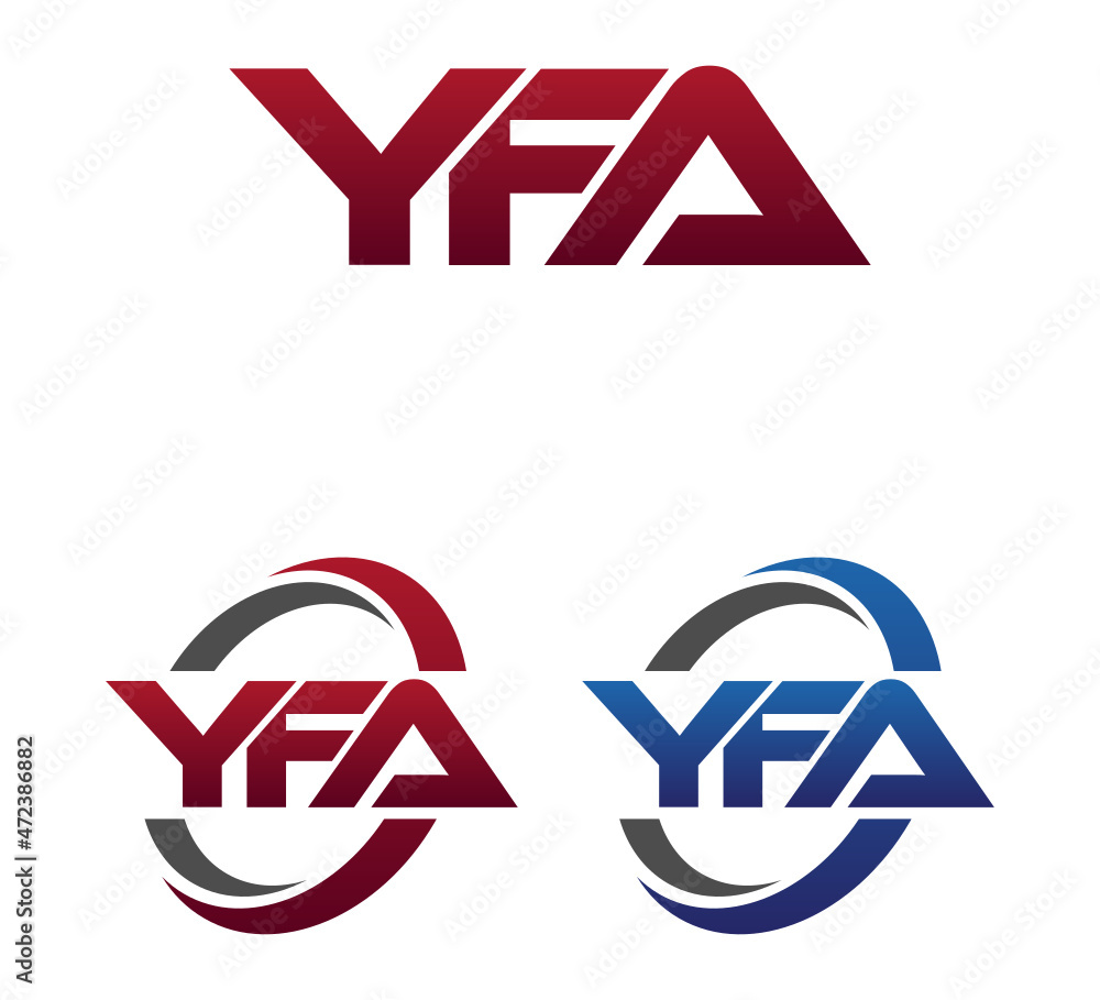 Modern 3 Letters Initial logo Vector Swoosh Red Blue YFA Stock Vector ...