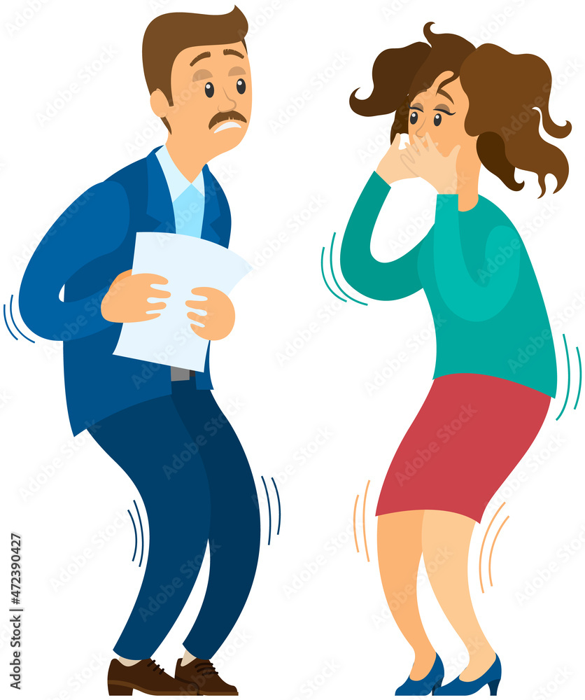 Frightened people suffering from fears. Characters are afraid of ...