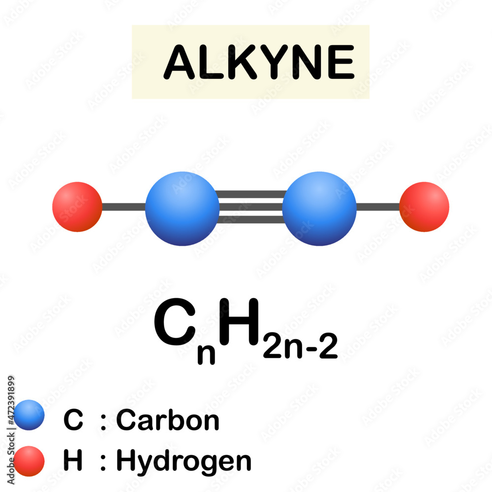Alkyne element with symbol.isolated molecular structure of alkene atom ...