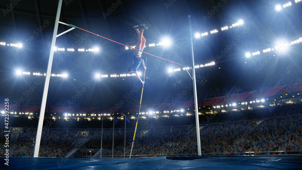 Pole Vault Jumping: Professional Male Athlete on World Championship ...