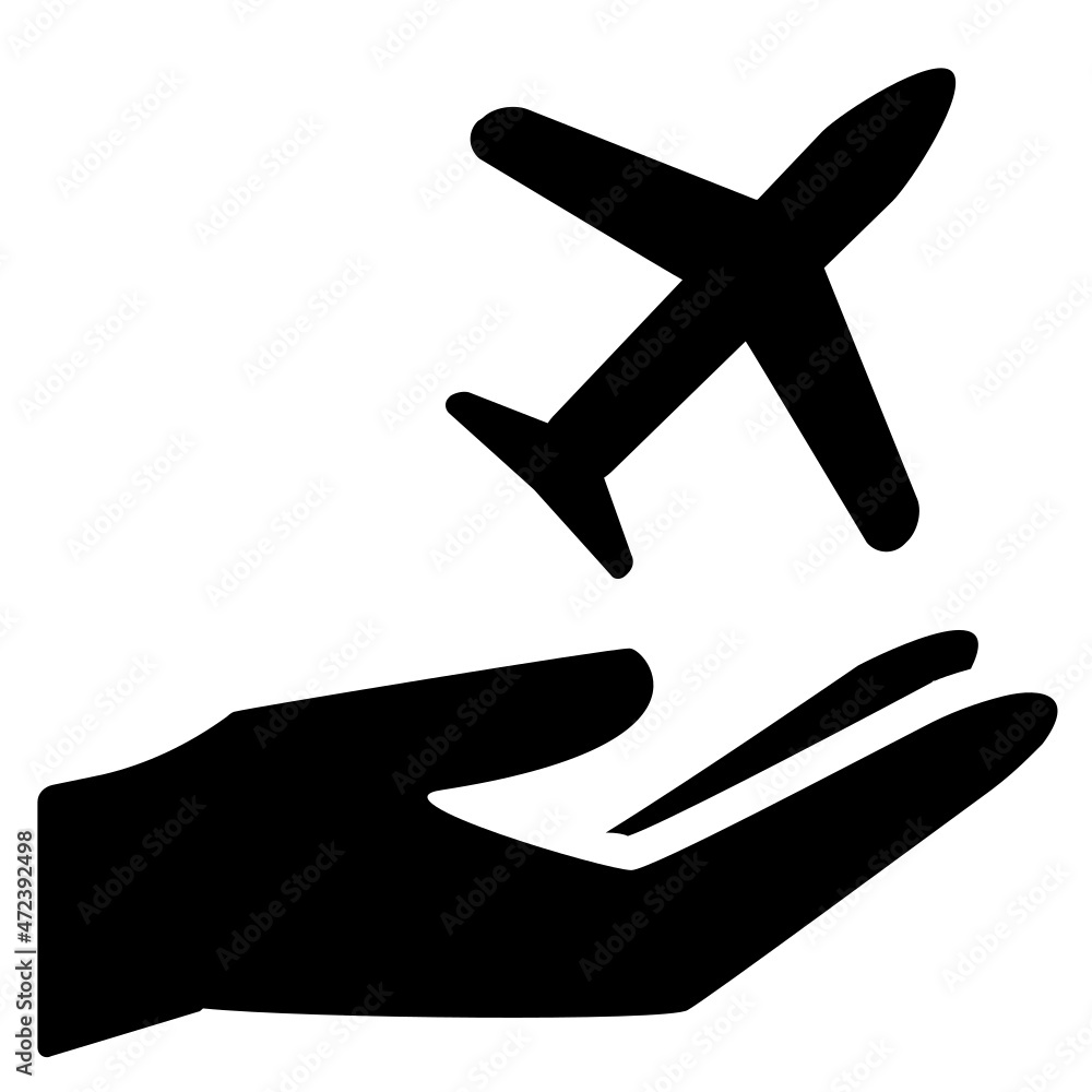 airplane on hand icon Stock Vector | Adobe Stock