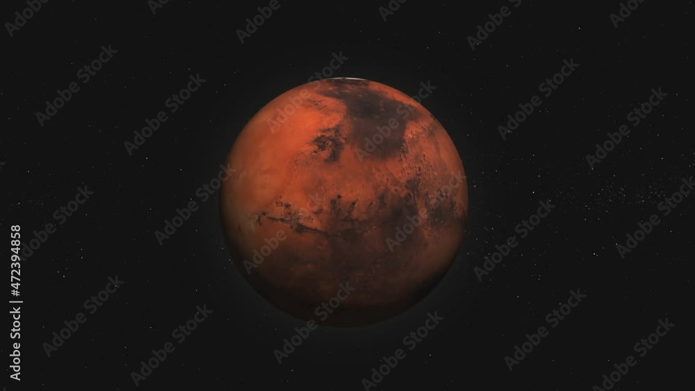 Planet Mars in the Starry Sky of Solar System in Space. This image ...