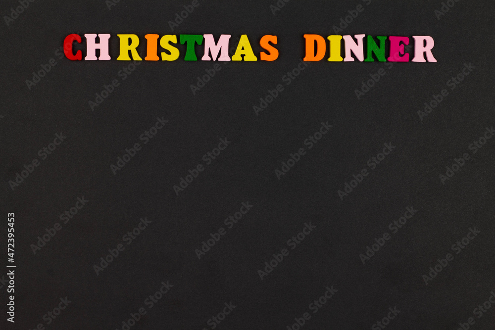 Christmas Dinner menu template on black background. Copy space for text ...