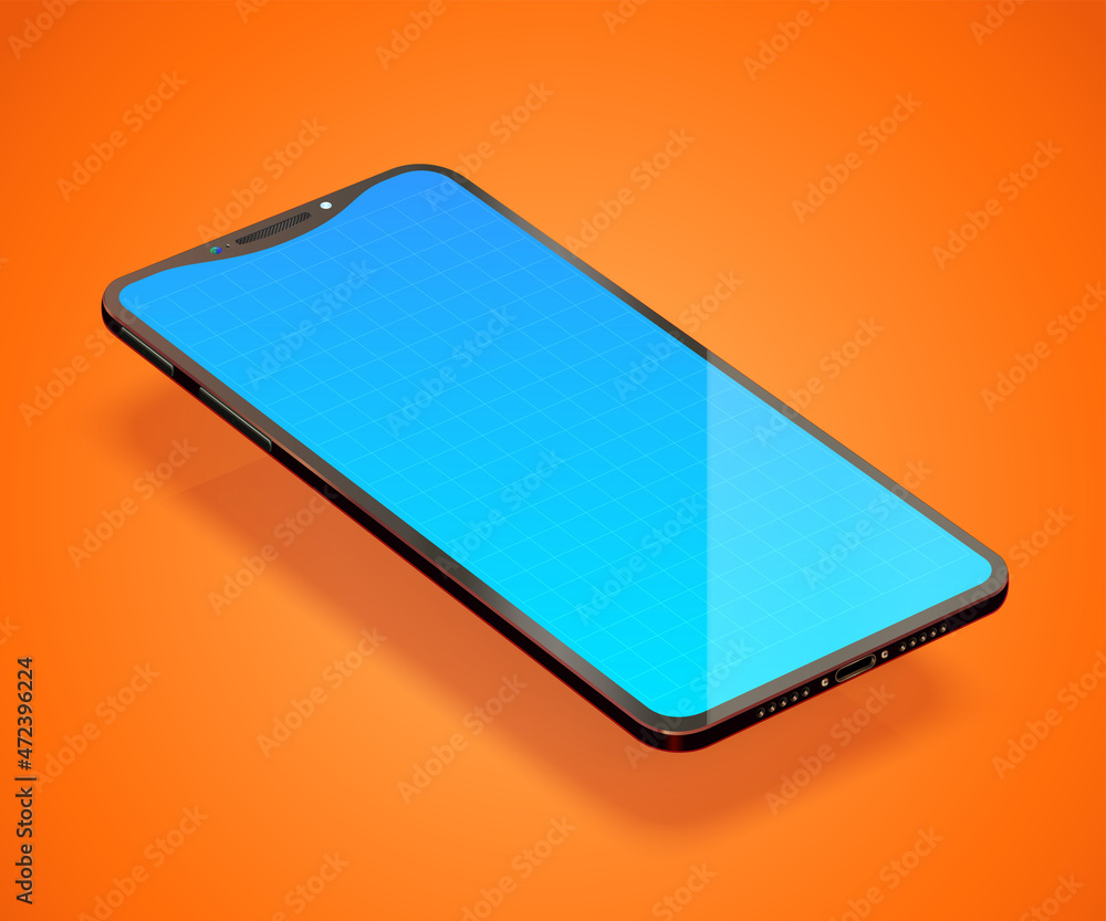 Imaginary mobile phone. 3D vector smartphone. Digital mockup in ...