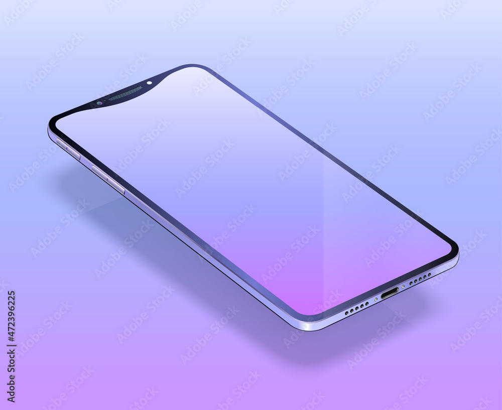Imaginary smartphone. Vector 3d realistic cell phone in perspective ...