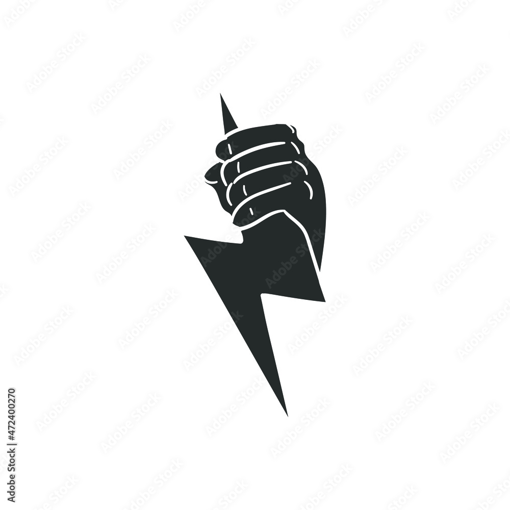 Zeus Icon Silhouette Illustration. Thunder Hand Vector Graphic ...