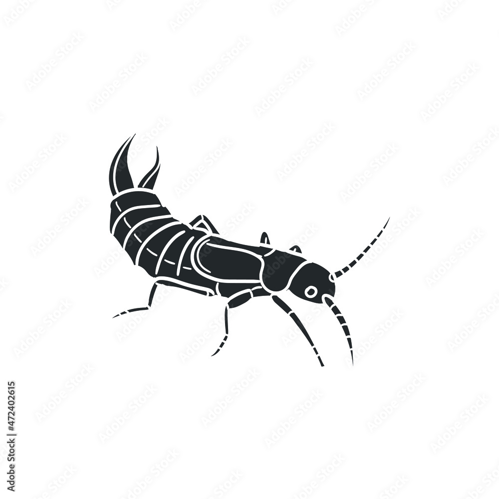 Earwig Icon Silhouette Illustration. Insect Invertebrate Vector Graphic ...