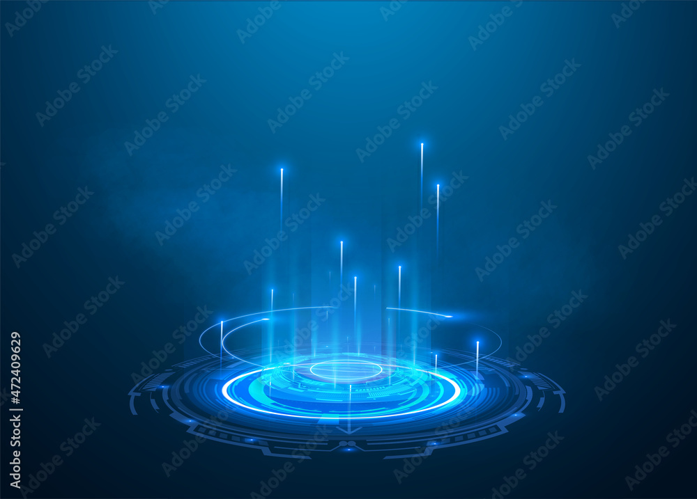 A magical blue portal on an isolated background. Glowing blue rings ...