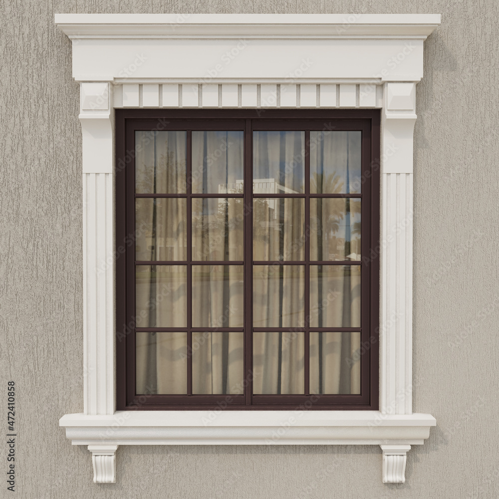 Classic windows with stucco molding Stock Photo | Adobe Stock