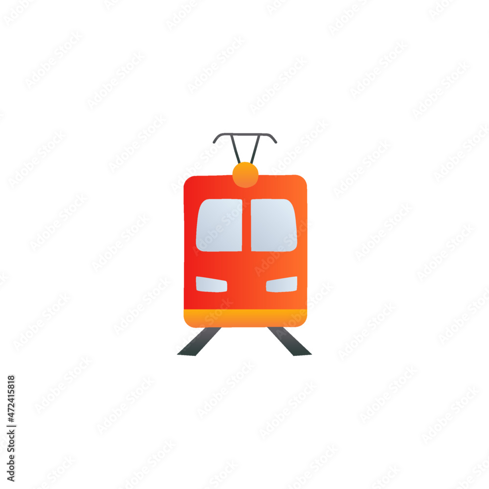 Front rail train icon, train, tram, tramway travel symbol icon in gradient color, isolated on ...