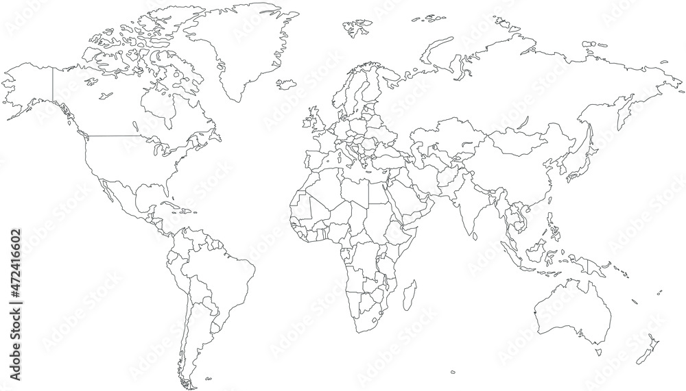 Fototapeta World map. Silhouette map. #472416602 - drukarnia sklep ...