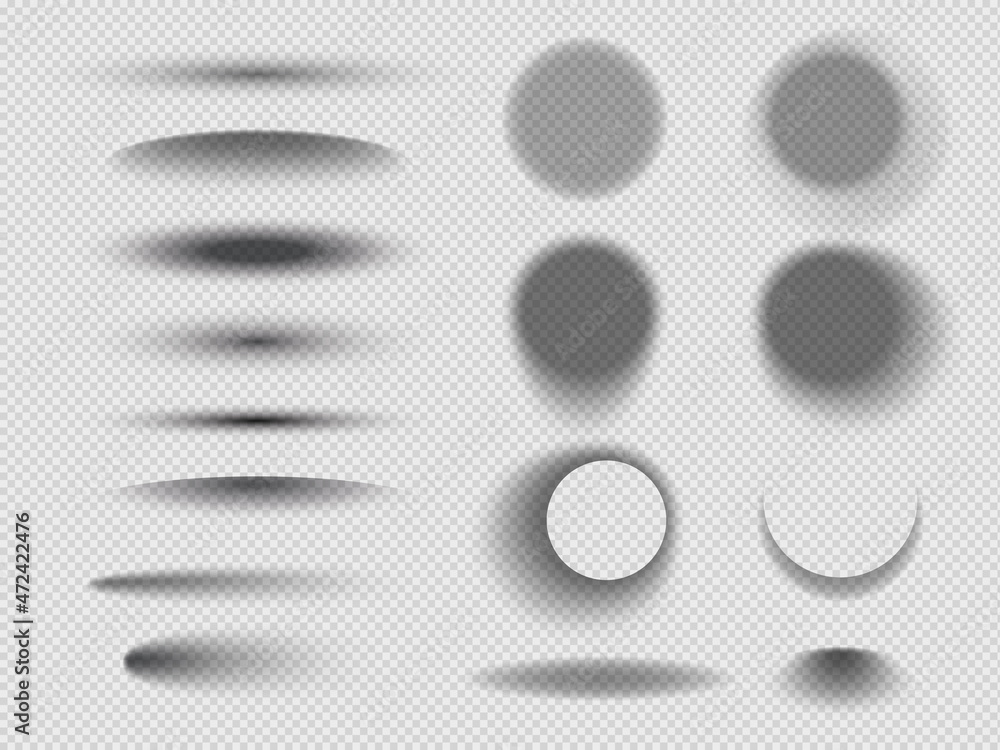 Set of transparent shadow. Realistic shadow effect isolated on ...
