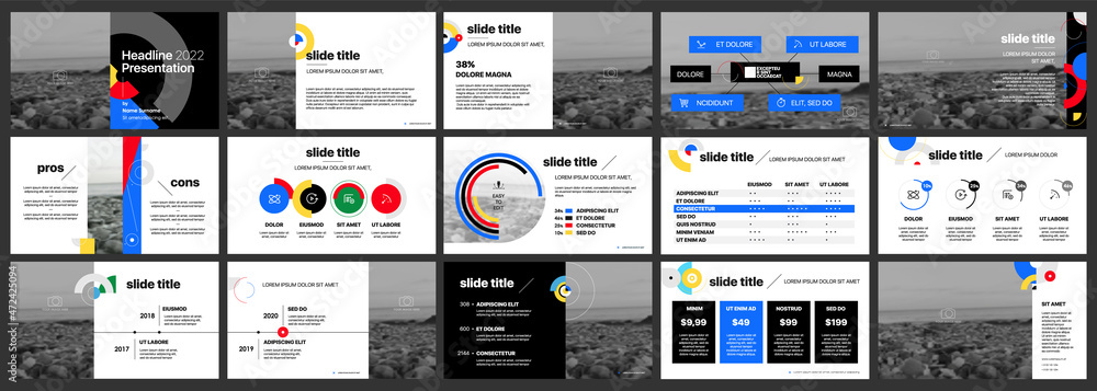 Presentation template, Infographics elements with blurred background ...