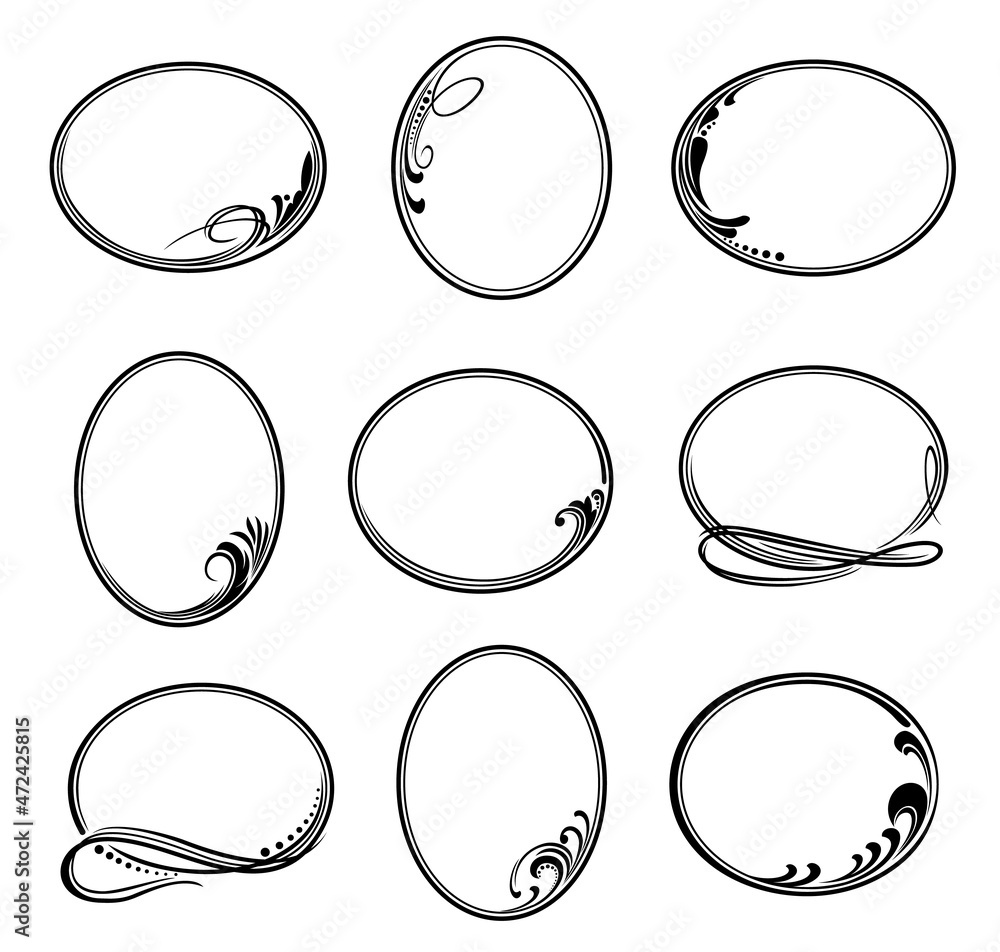 Vintage obituary mourning borders or wedding frames vector set with ...