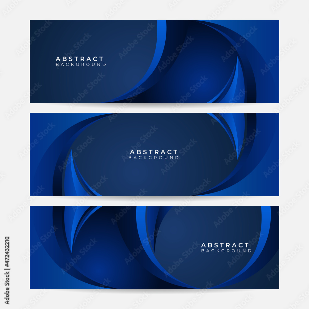 Set of abstract geometric dark navy blue banner background. Set of ...