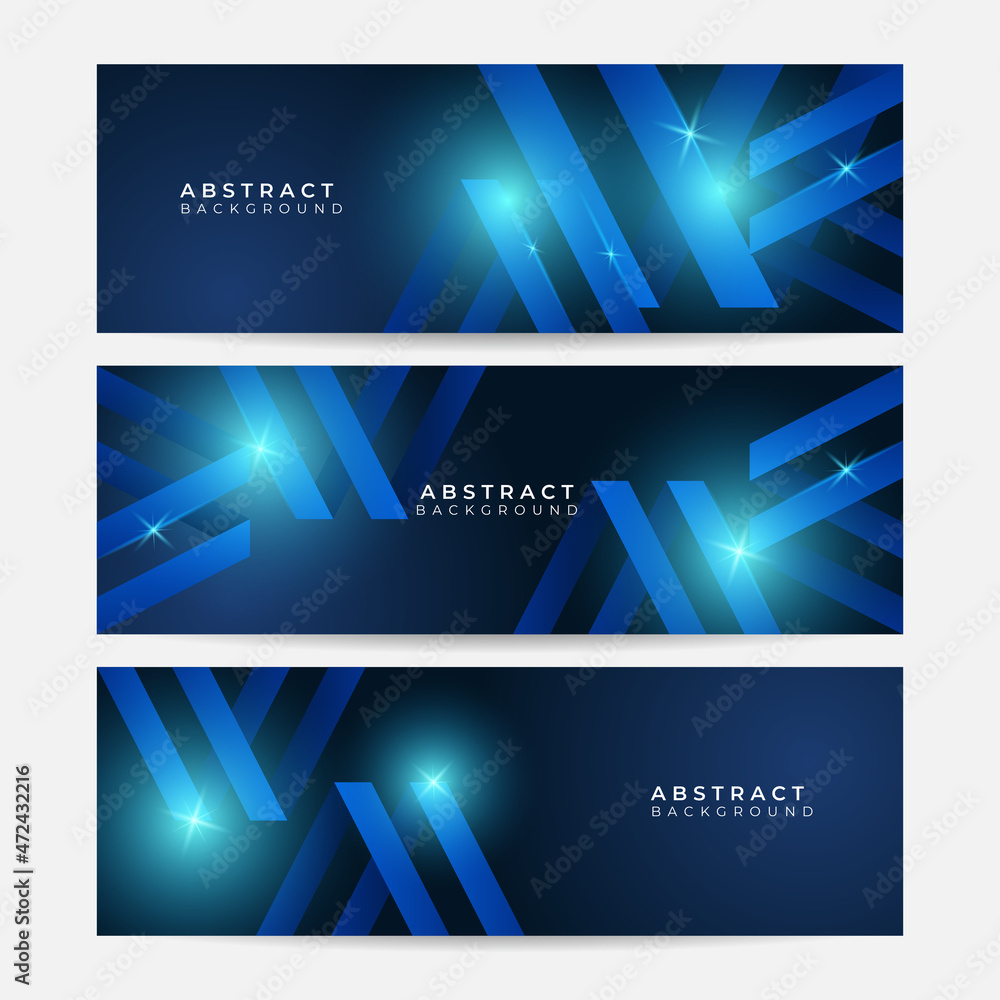 Set of abstract geometric dark navy blue banner background. Set of ...