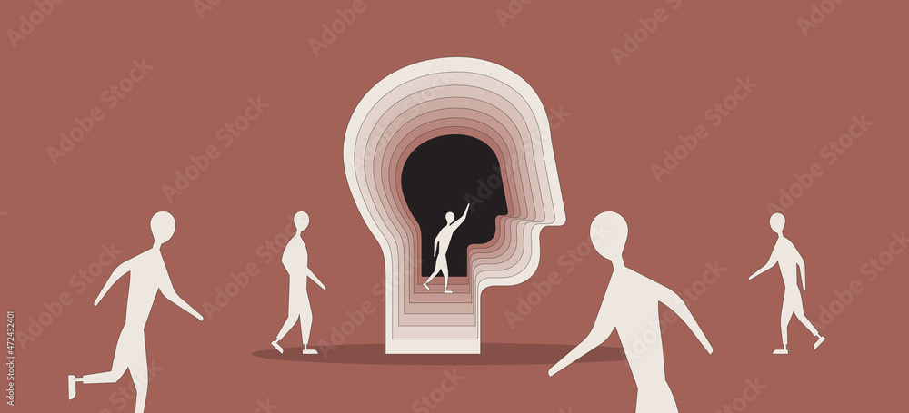 Finding yourself concept. State of mind, vector illustration of ...