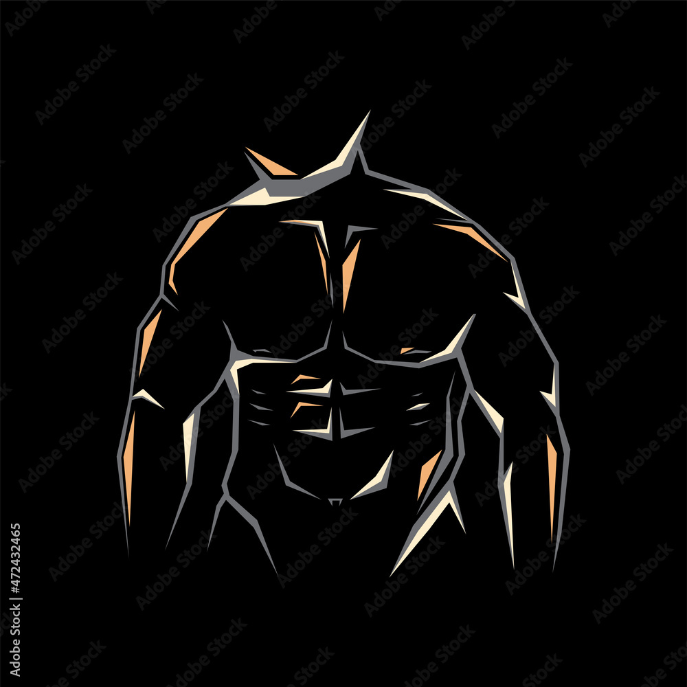 Muscular man, vector illustration. Geometric design, torso of body ...
