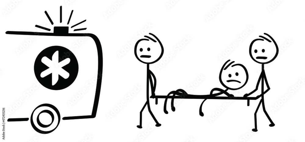 cartoon ambulance car. Drawing medical doctor icon or pictogram. Sick ...