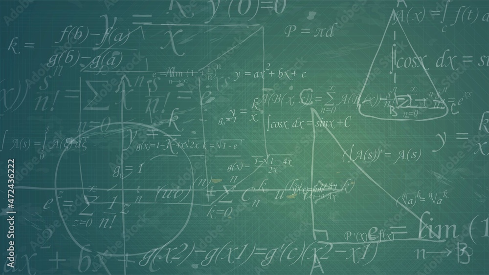 Vector background with a pattern of algebraic formulas and geometric ...