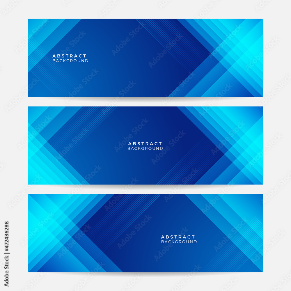Set of blue banner background. Modern abstract gradient dark navy blue ...