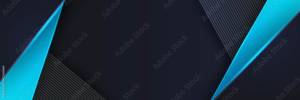Abstract blue banner background poster with dynamic. Technology network ...