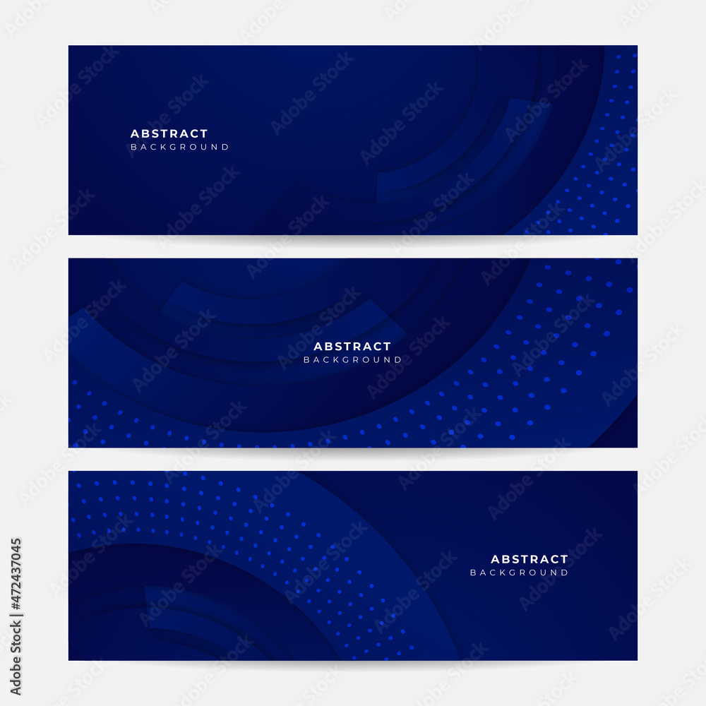 Set of modern dark navy blue banner background. Vector abstract graphic ...