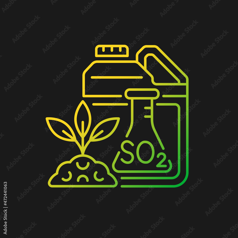 Sulphur fertilizer gradient vector icon for dark theme. Plants and crop nourishing. Growth and ...