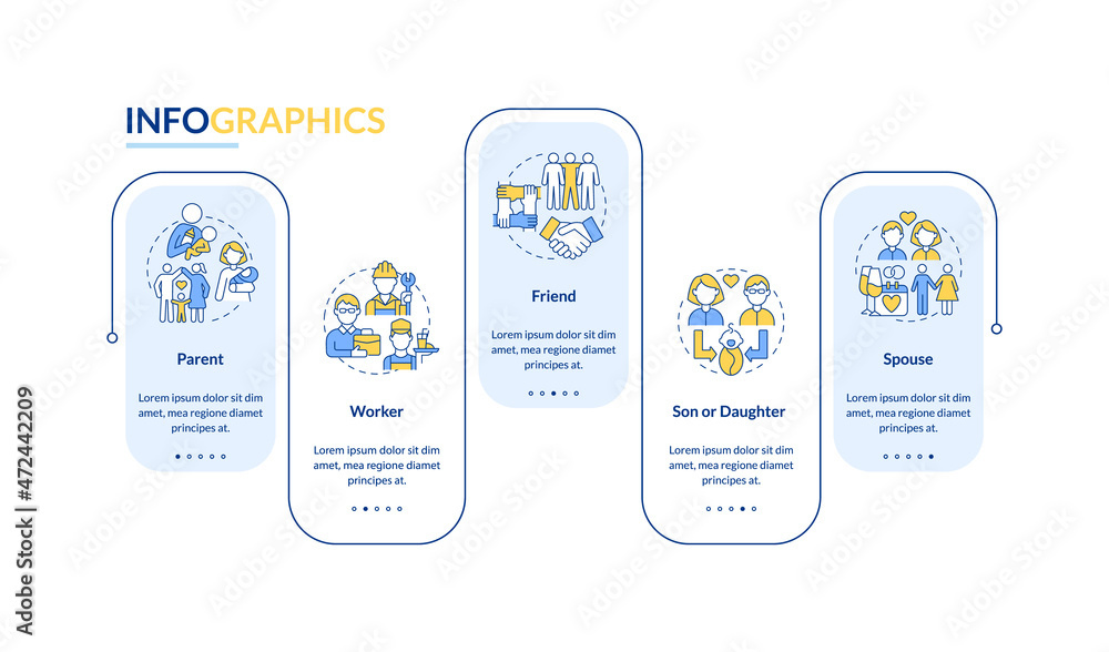 Social role example vector infographic template. Community position ...