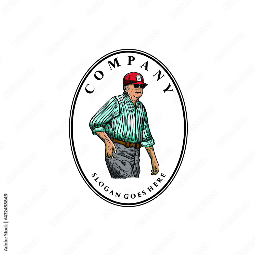 old man Vintage hand drawn style. Antique old man. vector illustration ...