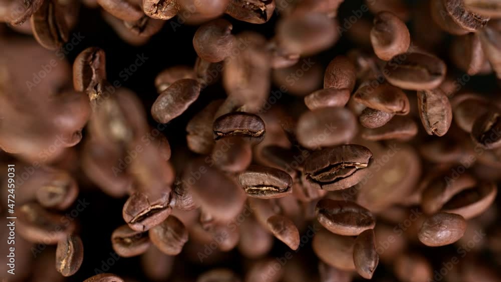 Coffee beans explosion. Super slow motion at 1000 fps, filmed on high ...