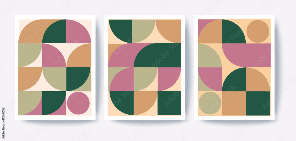 Minimal abstract circle card design, set of 3. Vector template with ...
