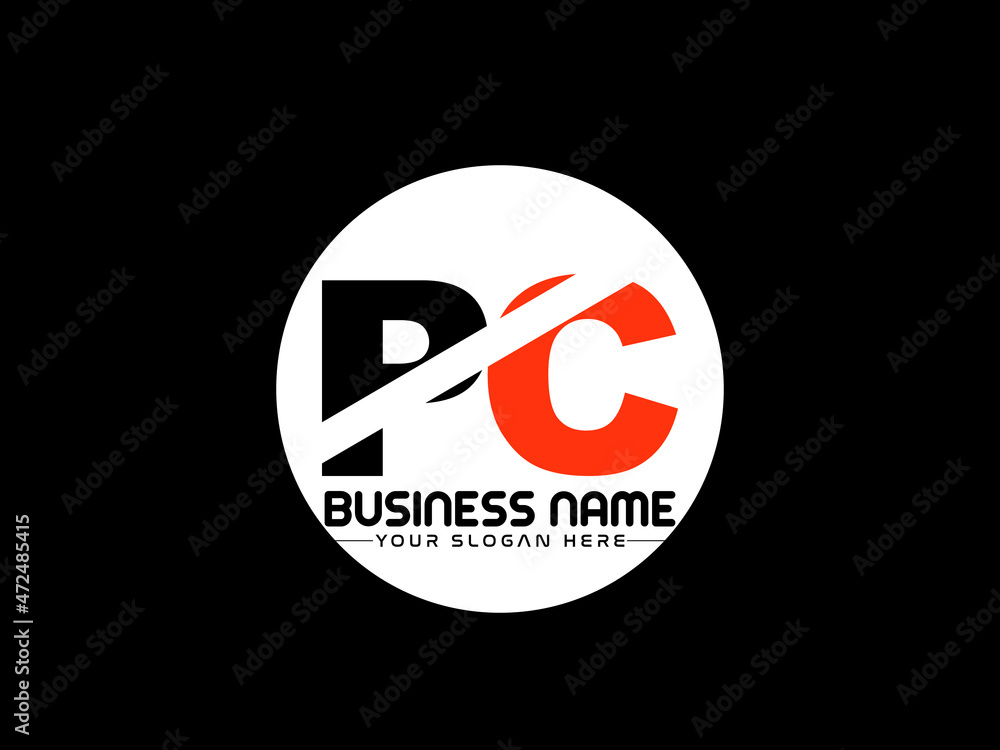 PC Logo Letter design, Unique Letter pc company logo with geometric ...