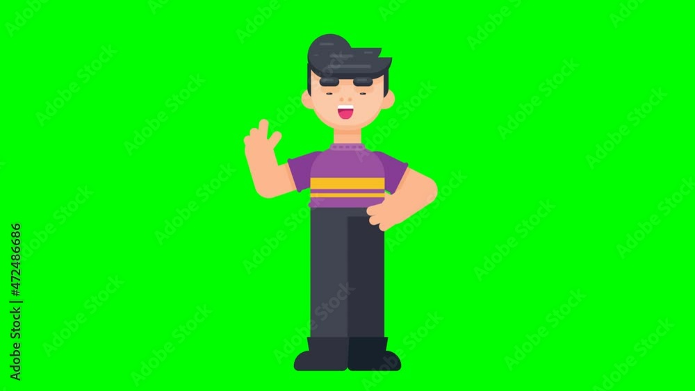 Animation of standing boy explaining something. yes or no concept. Flat ...