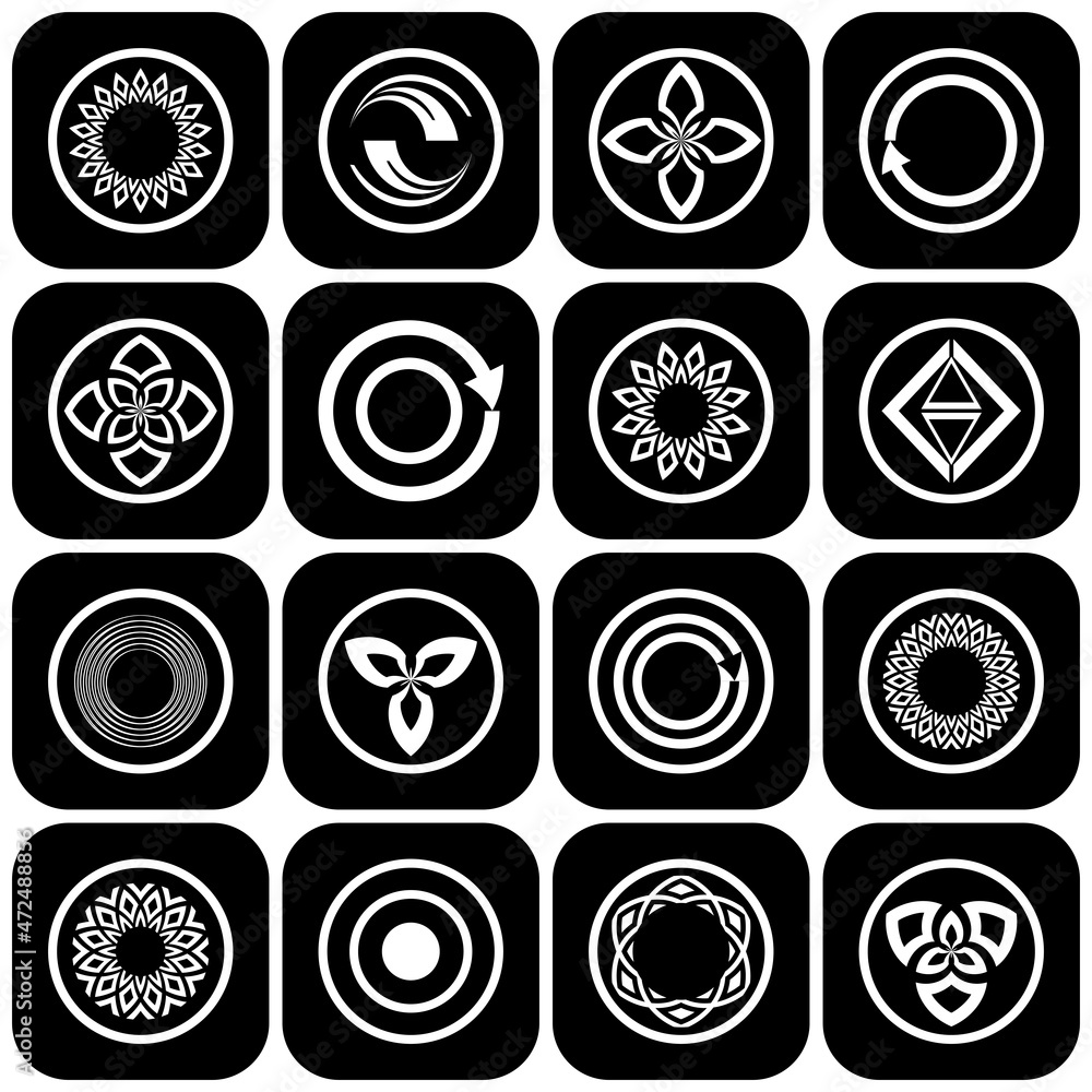 Abstract black and white icons. Design elements set. Stock Vector ...