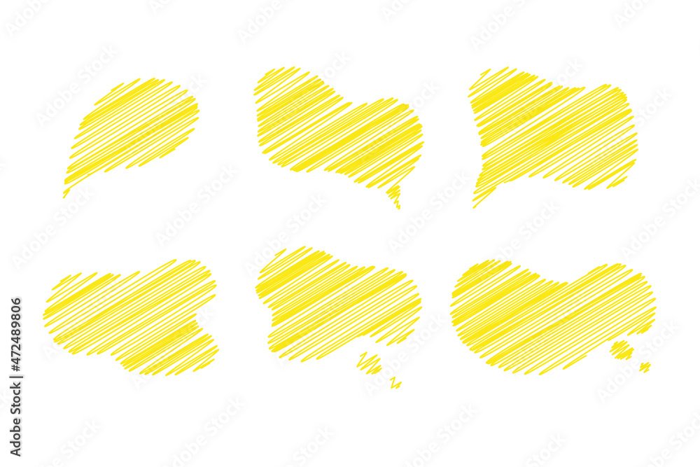 Speech bubble big set. Scribble frames. Hand drawn effect illustration ...