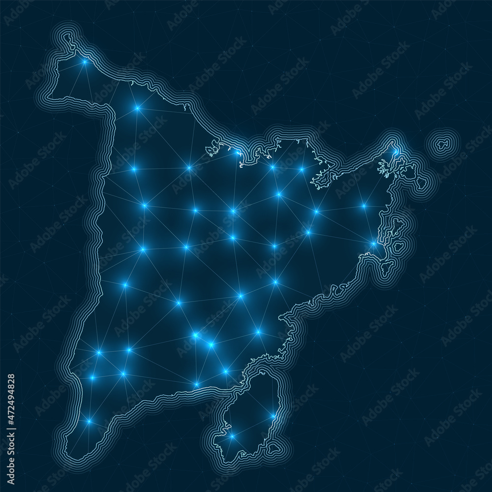 Panay network map. Abstract geometric map of the island. Digital ...